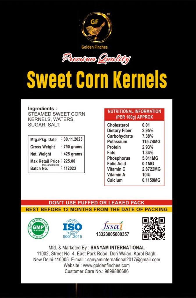 Sweet Corn Kernels – Golden Finches
